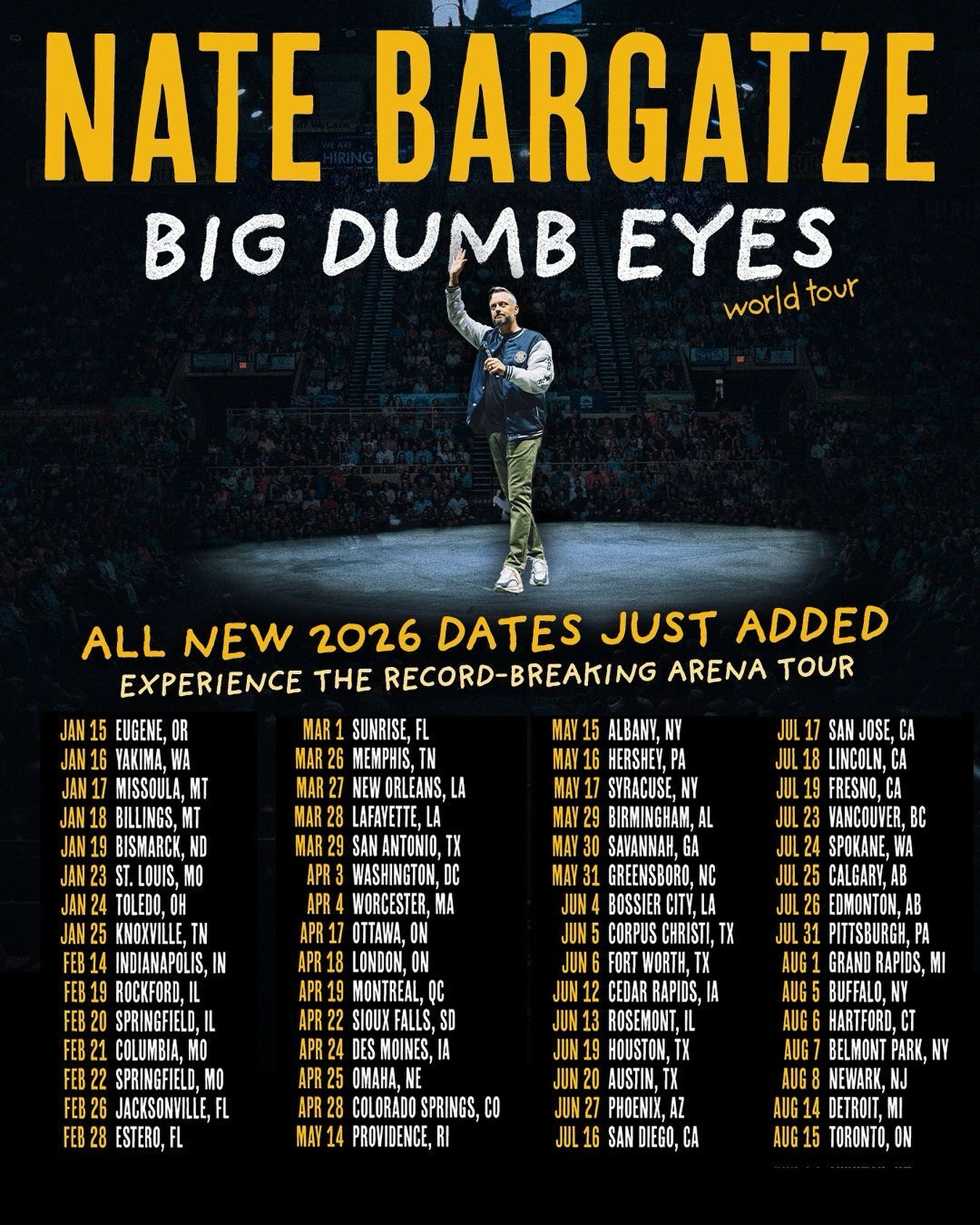 Nate Bargatze Tour 2026: Big Dumb Eyes Tour